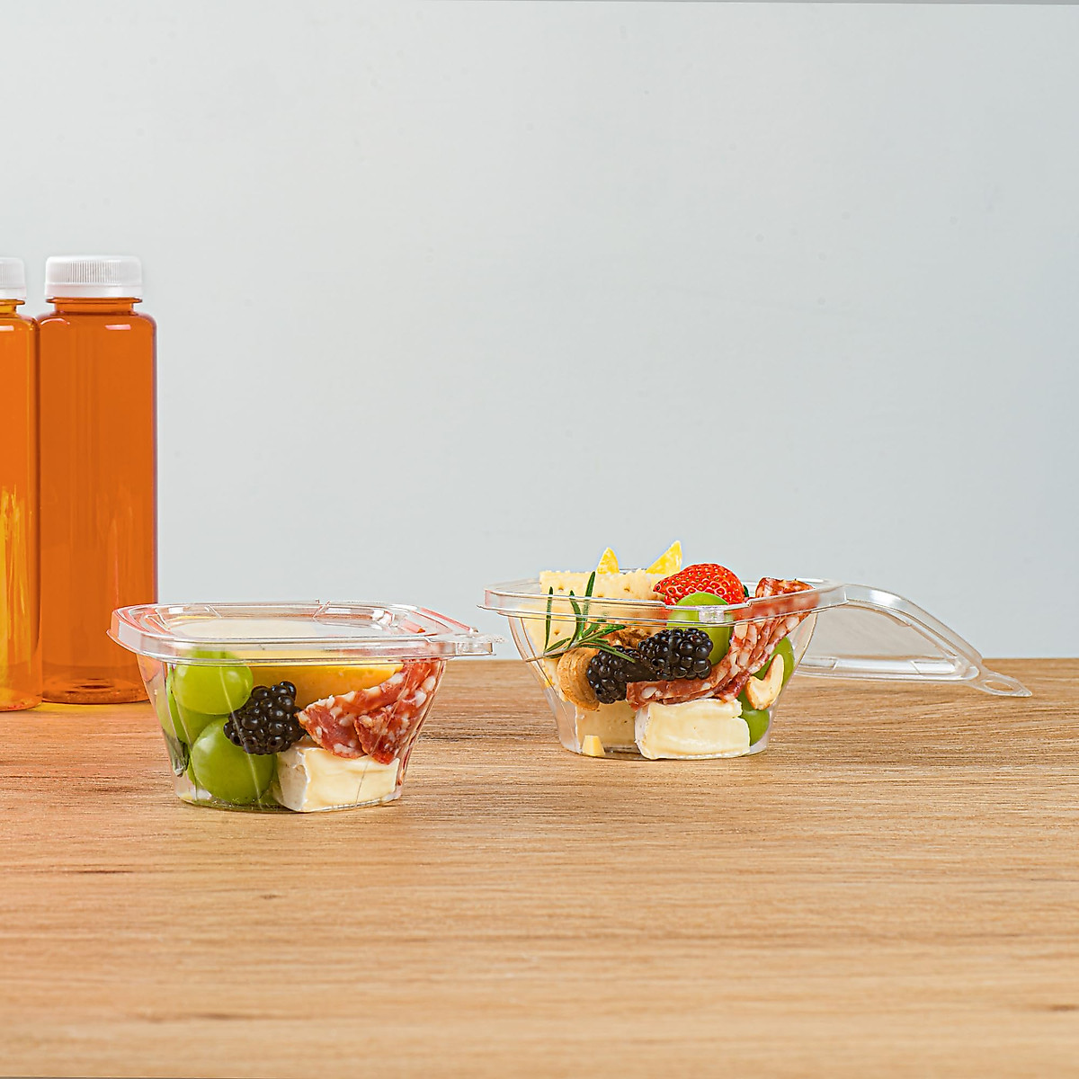 Restaurantware Tamper Tek 8 Ounce Snack Containers 100 Durable Deli Containers - Tamper-Evident Lid Disposable Clear PET Round Containers With Lid For Takeout And Delivery Orders