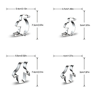 Penguin Cookie Cutter Baking Set - 4 Pieces Animal Shapes Stainless Steel Metal Biscuit Mold Cutter for Kids Birthday Kitchen Baking Halloween Christmas Easter Party Decoration Favor