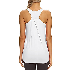 Mippo Workout Tanks Golf Tank Top Active Wear Outfits Sleeveless Tops Tennis Shirts Yoga Clothing Fitness Exercise Apparel Pilates Clothes for Women White L