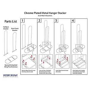 Chrome Plated Metal Hanger Stacker Holds 50-70 Hangers, Organize Wood, Metal and Plastic Adult Size Hangers for Pants and Shirts (Quantity 1) (1)