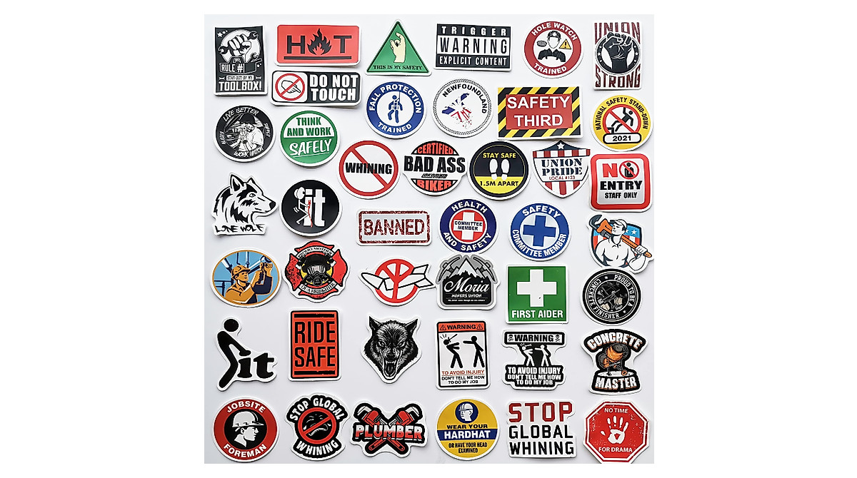 HiroKun 100Pcs Funny Hard Hat Stickers | Waterproof & Fun Decor