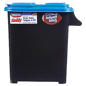 Kingsford Charcoal Storage Container - Charcoal Bin Holds Up to 22 LB Capacity, Stackable Black Bin, Heavy Duty Grip Handle, Blue Flip Lid, for Charcoal Pellets, Wood Pellets, Smoker Pellets