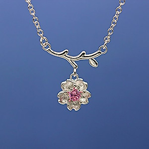 Uloveido Pink Cherry Flower Jewelry Set for Women - White Gold Plated Necklace and Earrings Set with Cubic Zirconia for Girls DT340