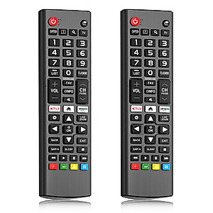 Rimous 2-Pack Universal Remote Compatible with LG Remote Control Smart TV with Netflix, Prime Video Shortcut Keys Compatible with All Models LG TV Remote Control Replacement AKB75095307 AKB74915305