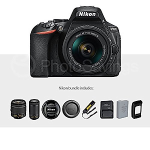 Nikon D5600 DSLR Camera with NIKKOR 18-55mm + 70-300mm Lenses W/ Total of 48 GB SD CARD, Telephoto & Wideangle Lens,Lens Handling Accessories with Basic Bundle