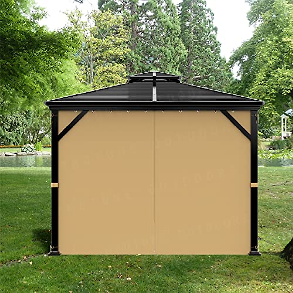 PROTUNE OUTDOORS 12-ft x 12-ft Gazebo Curtains,Privacy Sidewall Set 4-Panel Universal Replacement Shade Curtains Set,Protecting Side Walls (Only Curtain)-Khaki