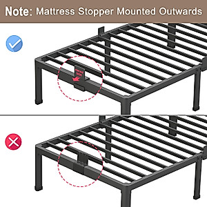 ROIL 18 Inch California King Bed Frame with Rounded Corner and Headboard Hole Mattress Retainers 3500LBS Metal Heavy Duty Steel Slats No Box Spring Needed Platform Noise-Free Easy Assembly