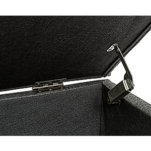 FIRST HILL FHW Arlos Rectangular Fabric Storage Ottoman with Tufted Design - Shadow Gray