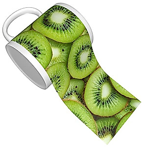 BAFAFA Slices of Fresh Ripe Green Kiwi Printed Coffee Mugs Porcelain Coffee Cups With Handle Insulated Coffee Glass Ceramic Mugs for Tea Latte Cappuccino Cocoa