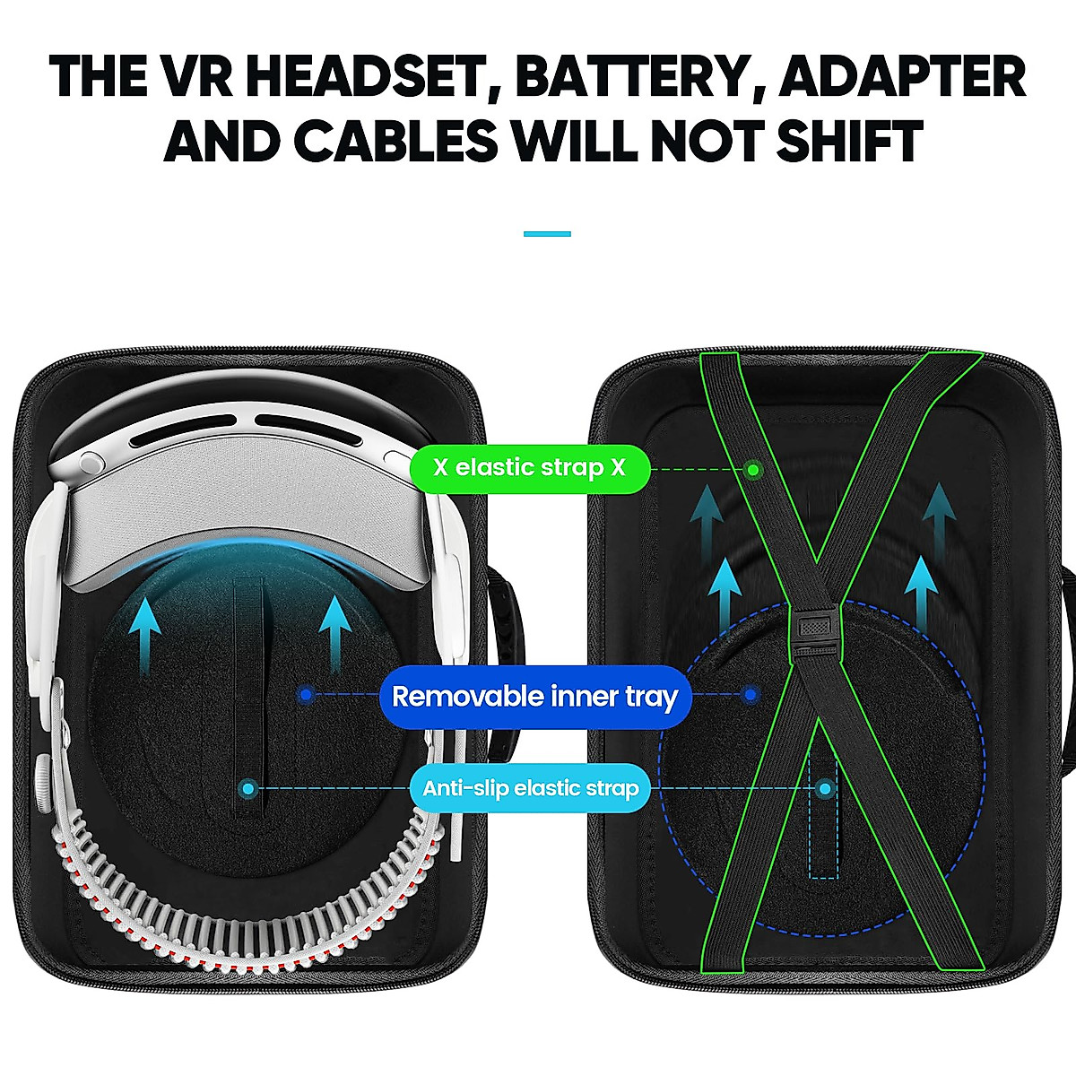 sarlar Travel Protective Case Compatible with Oculus Meta Quest 2/Quest 3/Vision Pro, Accessories Carrying Bag for Original and Elite Strap VR Headset & Touch Controllers, Includes Lens Protect Cover