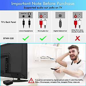 Golvery Bluetooth Headphones Transmitter for TV Watching, Neckband Wireless Stereo Earphones Earbuds Set w/Transmitter Adapter for Optical Digital RCA 3.5mm Aux TVs, Plug n Play No Audio Delay