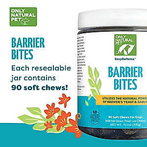 Only Natural Pet EasyDefense Barrier Bites Soft Flea Chews for Dogs - First Line of Defense Againts Fleas & Ticks, Boosts Immune System and Healthy Skin & Coat - (90 Bacon Flavored Soft Chews) 1 Pack