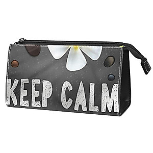 TBOUOBT Cosmetic Travel Bags, Makeup Case, Makeup Bag for Toiletries, Keep Calm Hawaiian Flower Stone Zen