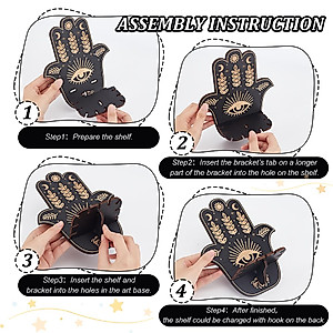 CRASPIRE 2 Sets Small Crystal Shelf Black Hamsa Hand Wooden Display Shelf Holder Evil Eye Magical Witch Stuff Boho Rustic Altar Divination Pendulum Storage Rack for Essential Oil Decor