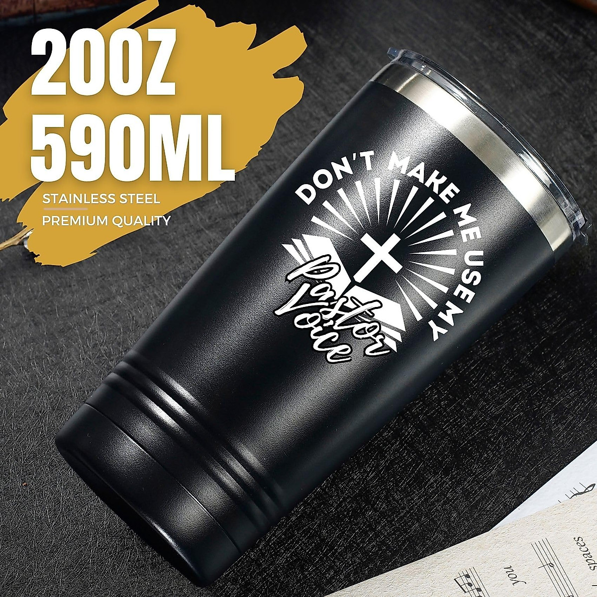 Onebttl Pastor Appreciation Tumbler - 20oz Stainless Steel for Ordination, Thank You, Men - Thanksgiving, Christmas, Birthday Gift - Don't Make Me Use My Pastor Voice