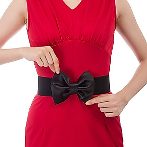 GRACE KARIN Wide Dress Waist Belts with Large Bow-Knot (2XL,Black 775)