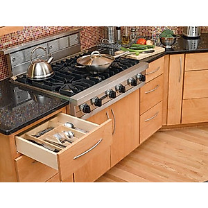 Cut-To-Size Insert Wood Cutlery Organizer for Drawers - 4WCT-1 - 14-5/8"W x 22"D x 2-7/8"H - Natural