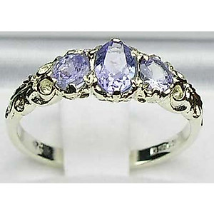 LetsBuyGold 925 Sterling Silver Real Genuine Tanzanite Womens Promise Ring - Size 9