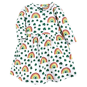Hudson Baby Infant and Toddler Girl Hudson Baby Infant Girl Cotton Dresses, St Patricks Rainbow, 5 Toddler Casual Dress, St Patricks Rainbow, 4-5T US
