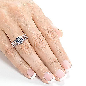 Kobelli Forever One Moissanite and Lab Grown Diamond 3pc Bridal Rings Set 2 1/2 CTW 14k Rose Gold (DEF/VS), 4.5