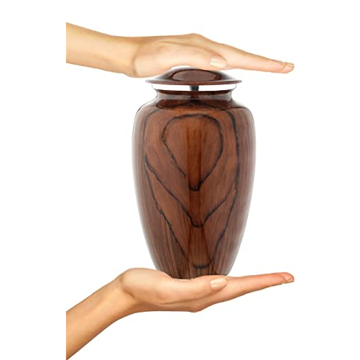 BOLD & DIVINE Cherry Wood Grain Finish Cremation Urn | Human Ashes Adult Memorial urn, Burial, Funeral Cremation Urns | 200 Cubic Inches Adult