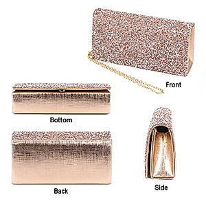 Naimo Bling Shiny Rhinestone Wedding Evening Party Clutch Handbag Purse (Champagne)