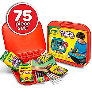 Crayola Create 'N Carry Art Set, 75 Pieces, Art Gift for Kids, Ages 5 & Up