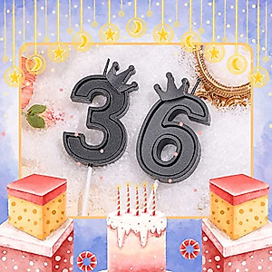 3inch Birthday Number Candle, Cake Topper Candle with Crown Black Numeral Cake Candles Birthday Cake Candle for Birthday Anniversary Parties (Number 3)