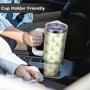 puhnhsv 30 oz Frog Tumbler with Handle and Straw, 30oz Insulated Stainless Frog Tumbler Coffee Travel Mugs Cup Water Bottle Frog Lovers Gifts for Women Girls