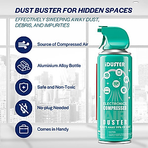 iDuster Compressed Canned Air Duster 152a - Computer Keyboard Cleaner Air Spray, 2 Count