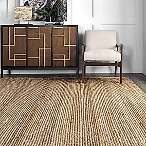 nuLOOM Rigo Hand Woven Farmhouse Jute Area Rug, 5' x 8', Natural
