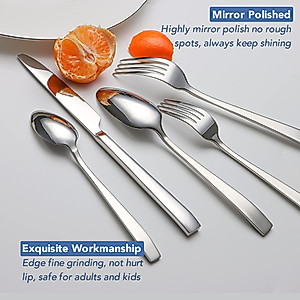 40 Piece Silverware Set Service for 8, EIUBUIE Premium Stainless Steel Cutlery Set, Mirror Polished Flatware Sets Heavy Duty and Solid, Modern Kitchen Eating Utensils Set Include Spoons Forks Knives