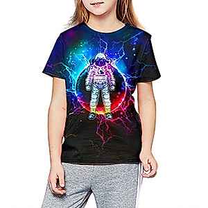 LAIDIPAS Boys Shirts Galaxy Space Tshirts Kids 3D Print Funny T-Shirts for Girls and Boys Size 8-10 Years