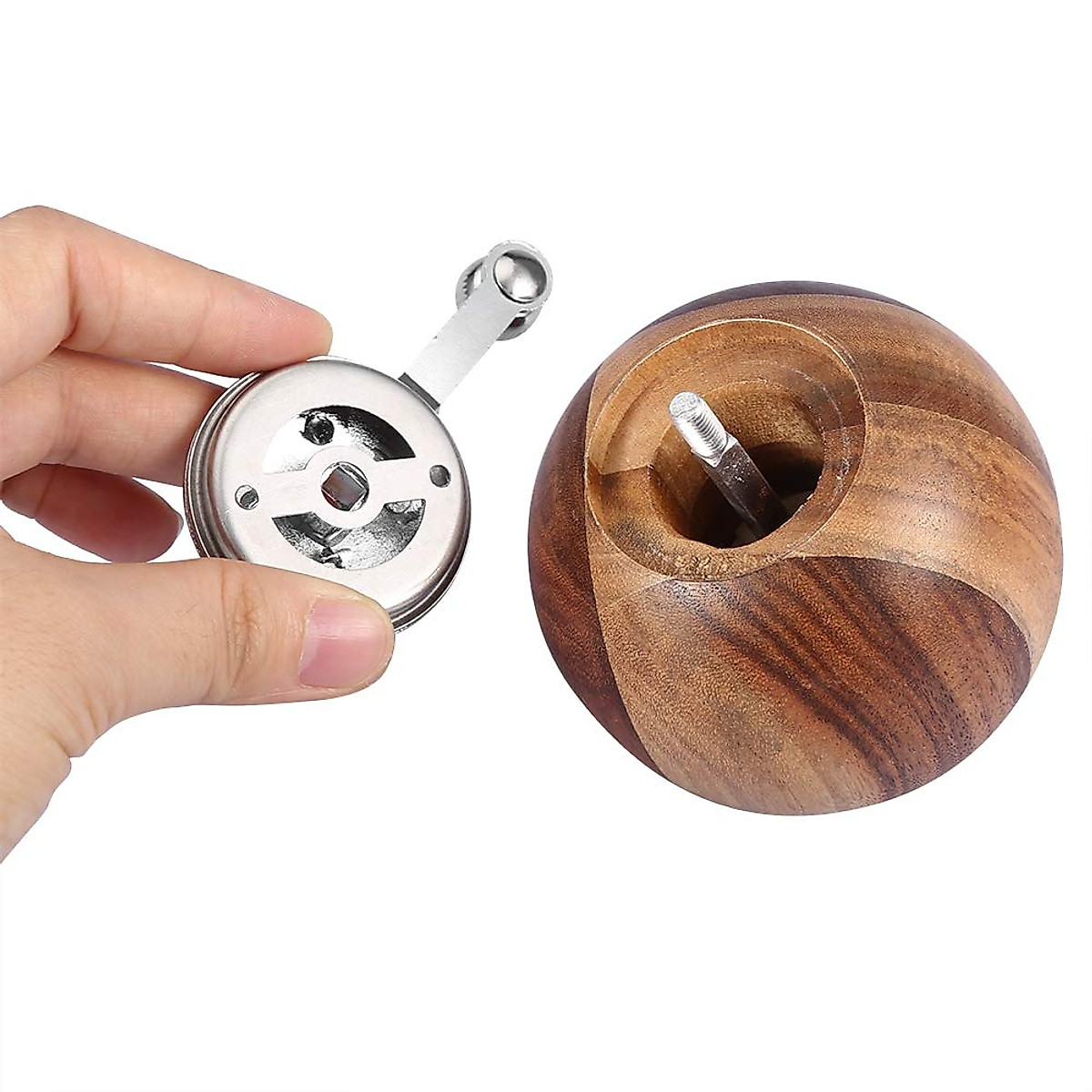 Pepper Mill, Wood Pepper Mill Grinder Spherical Muscat Mill Manual Pepper Mill Bottle Nut and Hard Spice Grinder for Kitchen