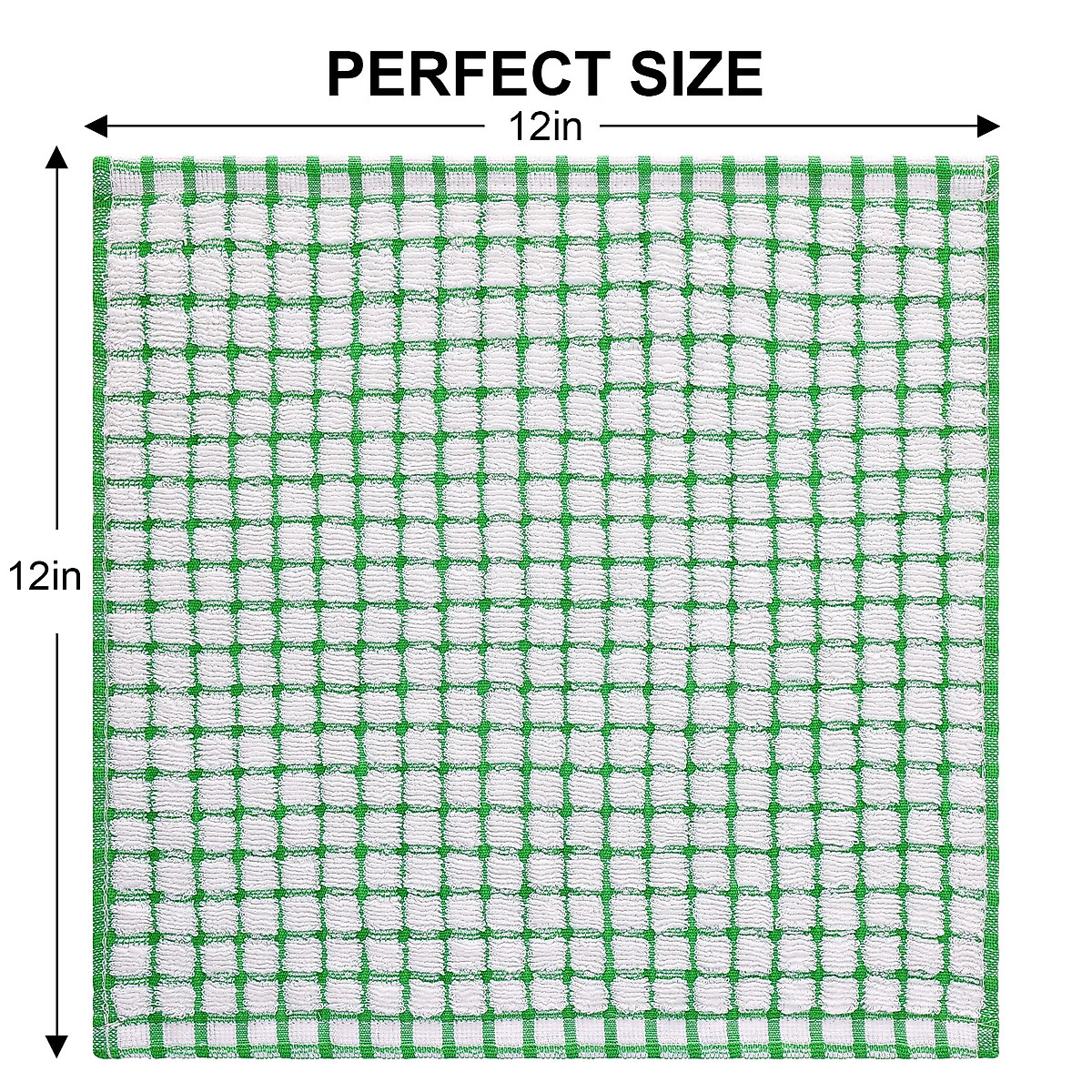 Kitinjoy Cotton 8 Pack Terry Kitchen Dish Cloths, 12 x 12 Inches Super Soft and Absorbent Dish Rags, Quick Drying Dish Towels for Washing Dishes, Mixed Color