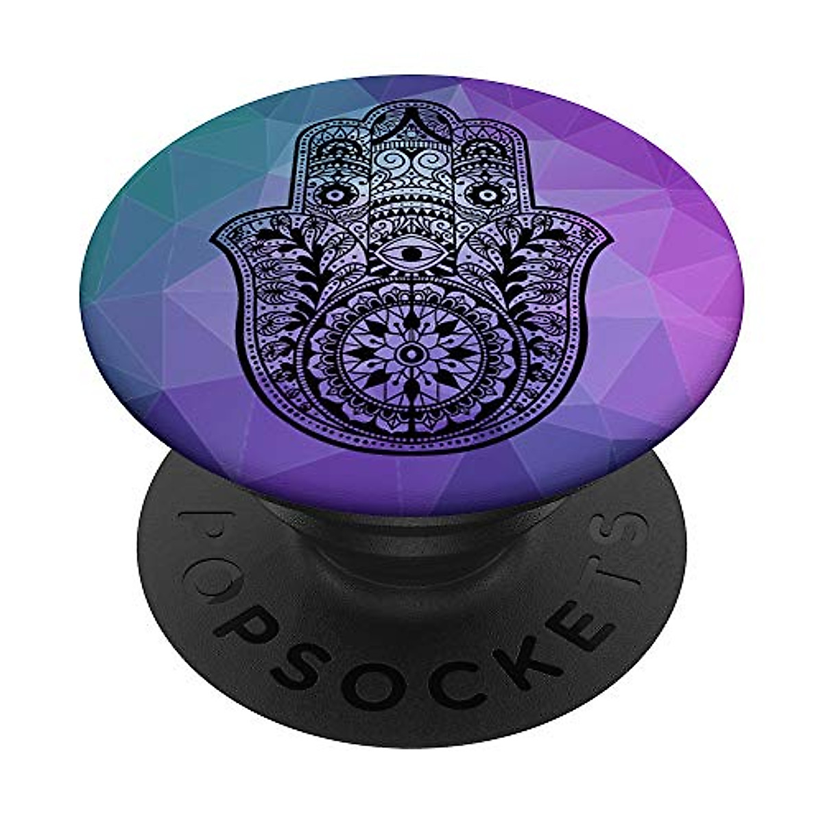 Black Hamsa Hand of Fatima Teal Purple Polygon PopSockets Swappable PopGrip