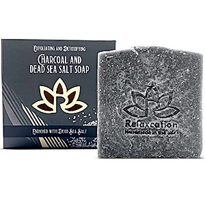 Relaxcation MEN SOAP WITH CHARCOAL, DEAD SEA SALT, OLIVE OIL, AND COCONUT OIL - MIX of whiskey, tobacco, leather, (Black Soap)