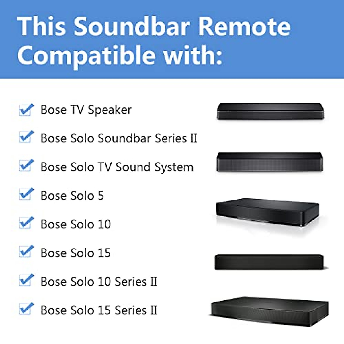 New Remote Control for Bose Solo 5 10 15 Series II TV Sound System 418775 410376 431974 845194 838309-1100 740928-1120 Bose Solo Soundbar Series II and TV Speaker