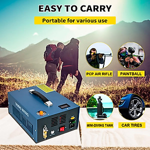 YONGHENG PCP Air Compressor, Auto-shutoff 4500Psi/30Mpa Set-pressure Air Gun and Paintball Tank Pump with Water/Oil Separator, Built-in Power Adapter(110V AC or 12V Car Battery)