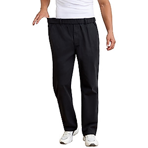voeeron Mens Elastic Waist Pants Relaxed Fit Casual Pant for Seniors Stretch Fabric 38x32 Black
