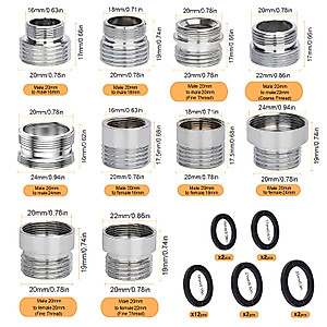 10 pcs Faucet Adapter Kit, CNYMANY Kitchen Aerator Adapter Set Male M20 Female Sink Adapter Connecting Garden Hose Water Filter Standard Hose via Diverter