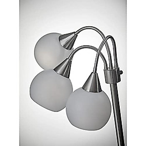 Adesso 1534-22 Phillip 3-Arm Floor Lamp, 65.5 in., 3 x 40 W Incandescent/13 W CFL, Brushed Steel/White, 1 Steel Lamp