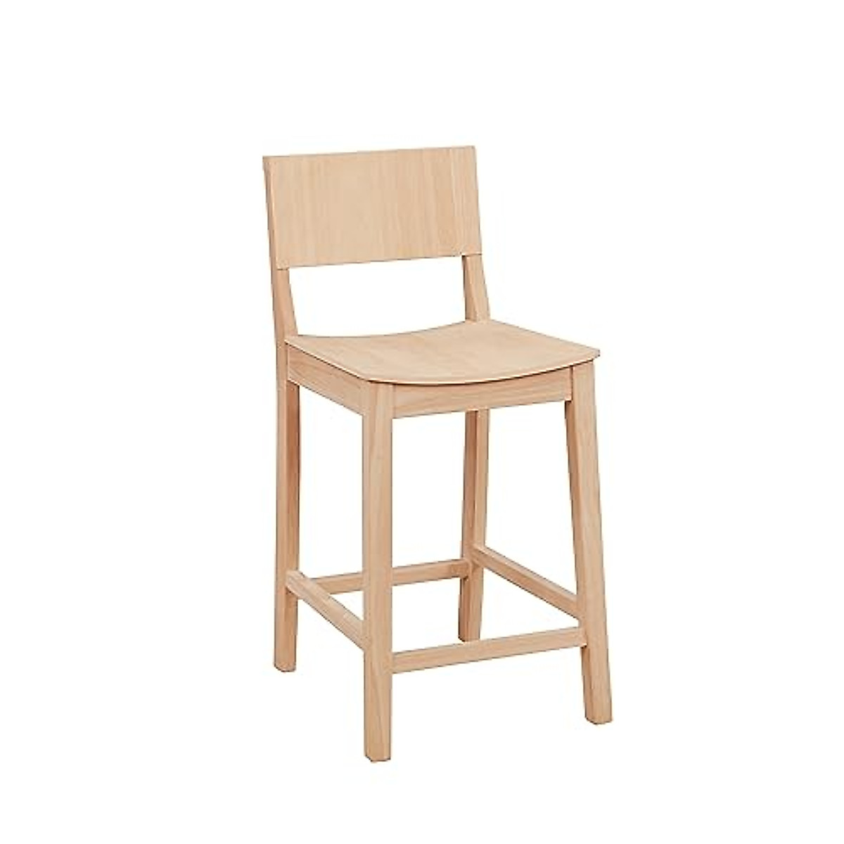 Linon Unfinished Benton Solid Rubberwood MidCentury Stool Set of 2, Counter Height