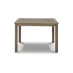 Signature Design by Ashley Aria Plains Casual Outdoor Square Dining Table with Umbrella Option, Brown