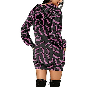 bgtlik Hoodie Dress for Women with Pockets Summer Halloween Print Long Shirt Dress with Hooded Halloween Coffee and Pumpkin Sweatshirt Vintage Floral Graphic Hoodie Womens Hoodies Casual Hoodie