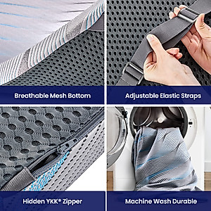 SLEEP ZONE 2 Inch Full Mattress Topper Cooling Gel Memory Foam with Adjust Straps & Zippered Cool-to-The-Touch Cover, Full