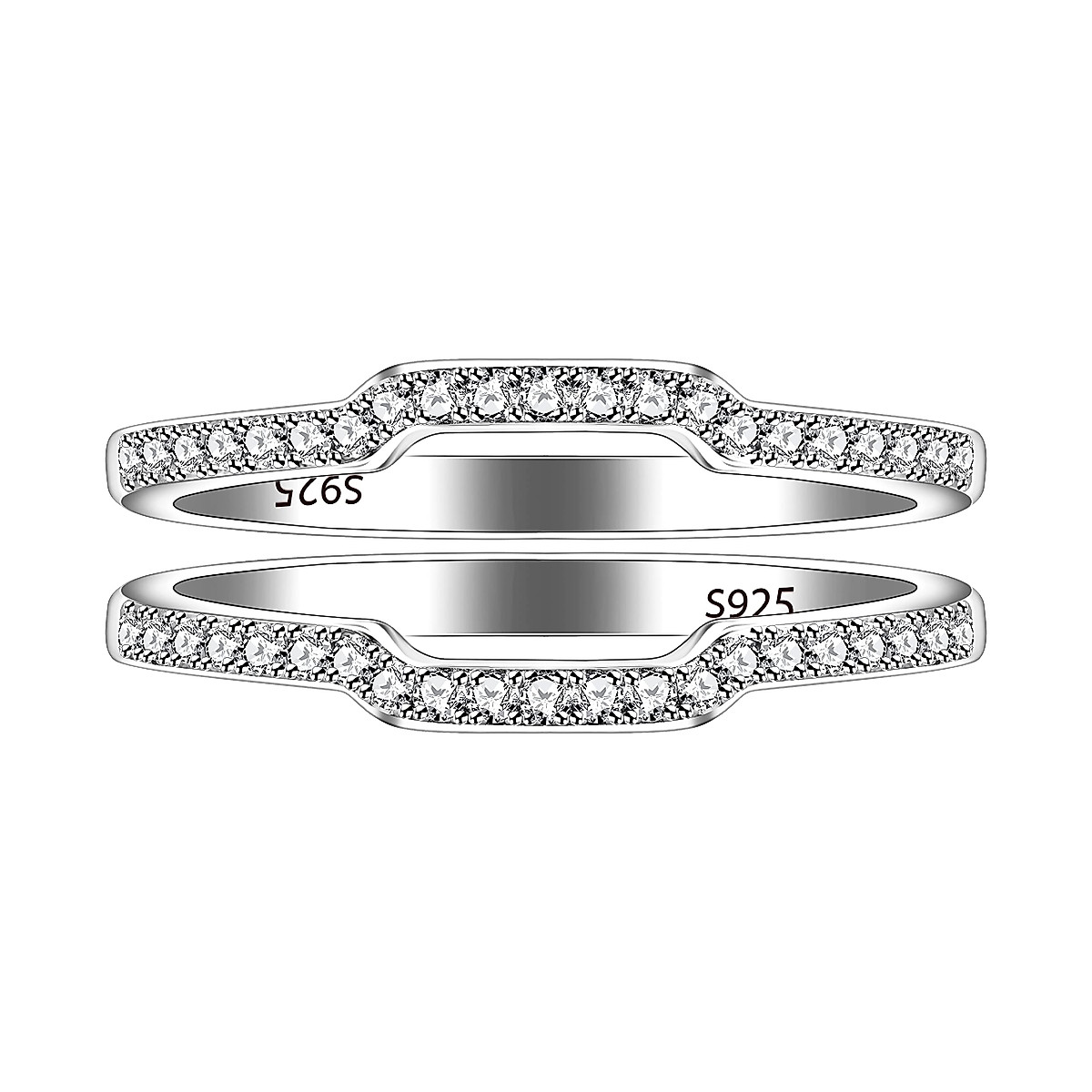 Uloveido 2 Stackable Rings Enhancer for Women 925 Sterling Silver Wedding Engagement Anniversary Promise Rings Enhancer Size 10 Y2191