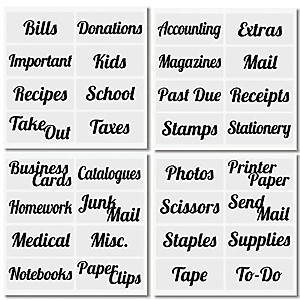 mDesign Wall Mount Storage Organizer Tray Bin - Modern Plastic Wide Hanging Shelf Basket for Walls/Doors in Office - 4 Pack + 32 Adhesive Labels - Clear