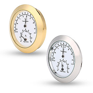 Thermometer Hygrometer, Temperature Humidity Monitor for Indoor Outdoor Instruments (Gold) Hygrometer For Cigar Humidor Humidor Hygrometer Humidor Cigar Box Acoustic Guitar Hygrometer