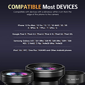 Criacr Phone Camera Lens, 0.4X Wide Angle Lens, 180 Fisheye and 10X Macro Lens (Screwed Together), Clip on Cell Phone Lens Compatible with iPhone, Smartphones, Gifts Ideal
